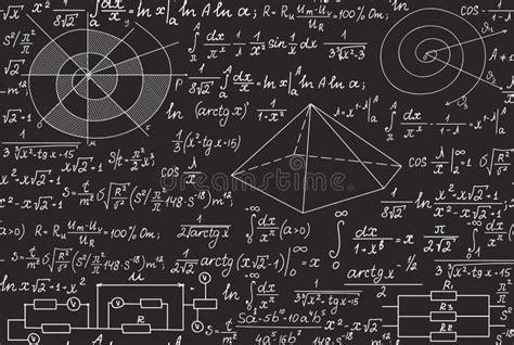 Math Educational Vector Seamless Background With Handwritten Formulas Figures Calculations