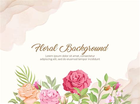 우아한 꽃 웨딩 배경 템플릿 디자인 프리미엄 벡터