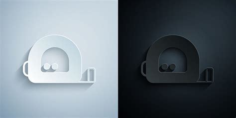 종이 컷 룰렛 건설 아이콘 회색과 검은 색 배경에 격리 테이프 측정 기호입니다 종이 아트 스타일 벡터 3차원 형태에 대한 스톡 벡터 아트 및 기타 이미지 Istock