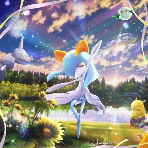 Kokuren Cottonee Drowzee Kirlia Onix Quilava Nintendo Pokemon Highres Arm Up Artist