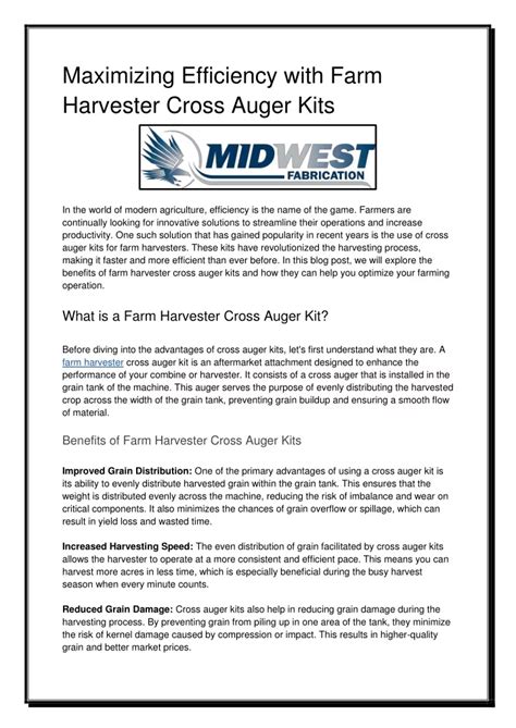 PPT Maximizing Efficiency With Farm Harvester Cross Auger Kits 1