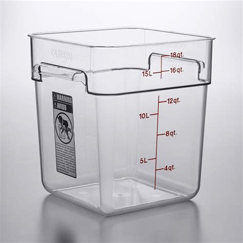 Cambro 18sfscw135 Camsquare 18 Qt Clear Food Storage Container With