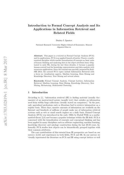 Introduction To Formal Concept Analysis And Its Applications In Information Retrieval And