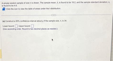 Solved A Simple Random Sample Of Size N Is Drawn The Sample