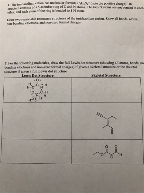Solved 1 The Imidazolium Cation Has Molecular Formula
