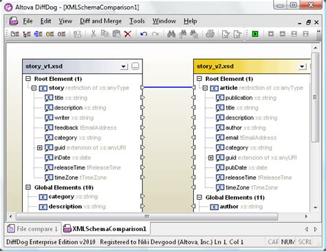 Comparing XML Schemas with DiffDog 2010 - Altova Blog