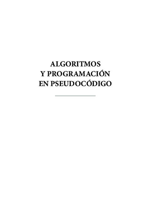 pdf algoritmos y programación en pseudocódigo