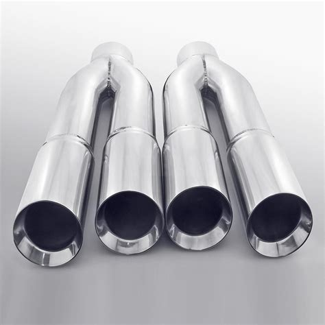 22 Inch Quad 4 Out 4 Inlet Exhaust Tips Dual Wall Stainless Steel