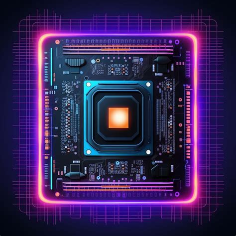 Premium Ai Image Central Computer Processor With Neon Lights