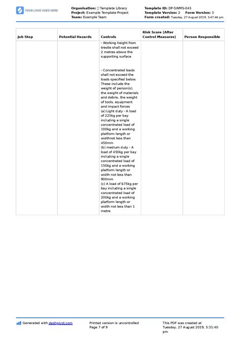 Cladding Safe Work Method Statement Free Cladding SWMS