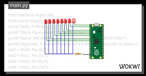 Exp3obj6 8bit Binary Counter Wokwi ESP32 STM32 Arduino Simulator