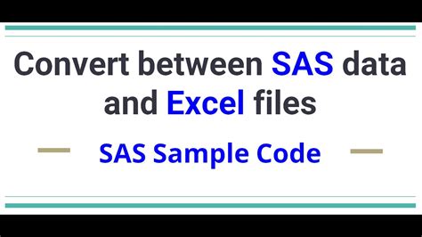 Convert SAS Datasets Into Excel Files In Batch SAS Macro Code YouTube