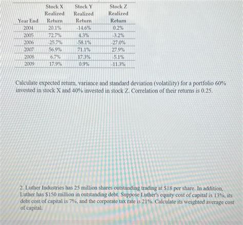 Solved Calculate Expected Return Variance And Standard Chegg