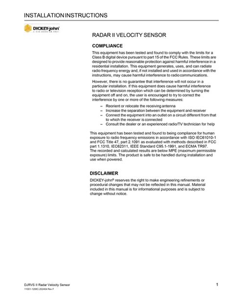 Dickey John Radar Ii Speed Sensor