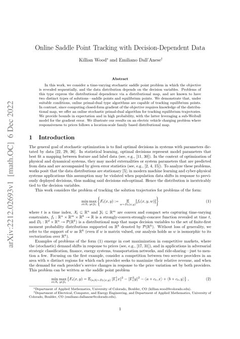 Pdf Online Saddle Point Tracking With Decision Dependent Data