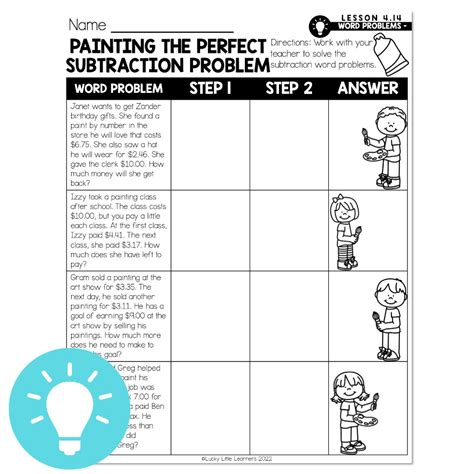 Lucky To Learn Math Two Step Subtraction Money Word Problems Lesson 414 Mini Lesson