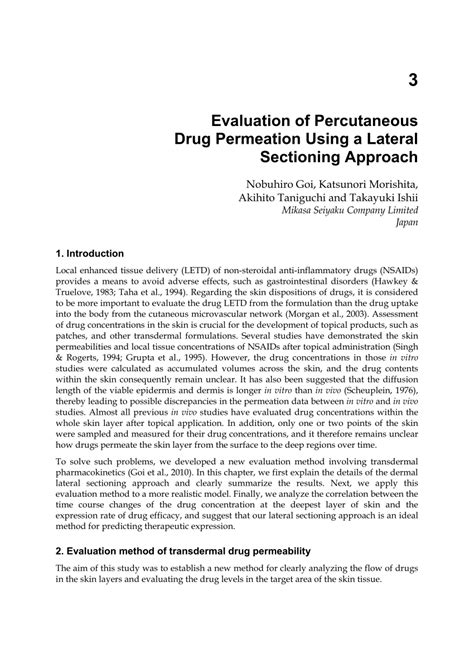 Pdf Evaluation Of Percutaneous Drug Permeation Using A Lateral Sectioning Approach