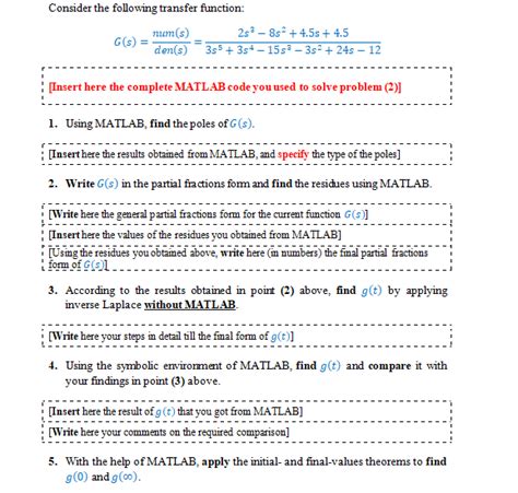 Solved Consider The Following Transfer Function Nums 2s3
