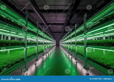 High Tech Greenhouse With Automated System For Plant Care And Lighting Stock Illustration