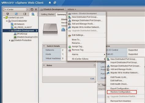 VSphere Distributed Switch Part 13 Restore DvSwitch Configuration