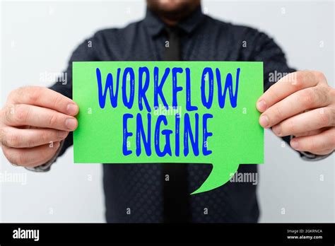 text sign showing workflow engine word written on software application