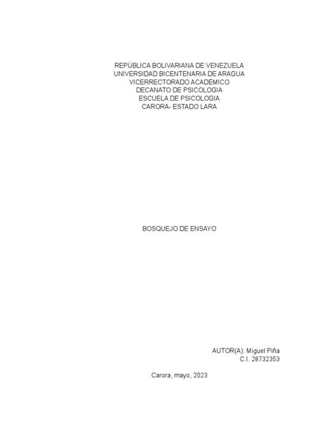 Bosquejo De Ensayo Pdf Bioética Sicología