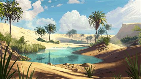 Desert Oasis Animated Dandd Vtt Digital Fantasy Art Background For