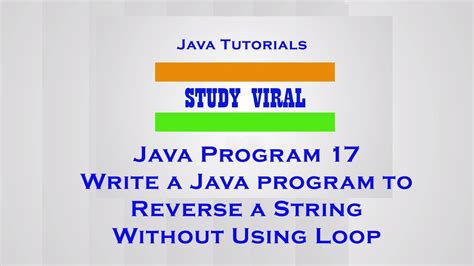 Java Program 17 Java Program To Print Reverse Of String Without Using