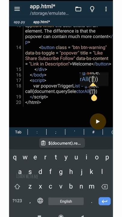 Bootstrap5 Popover Using Flask Flask Python Pydroid3 Bootstrap5