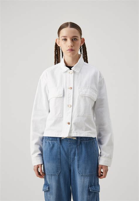 Gap Crop Shacket Denim Jacket Optic Whitewhite Zalando