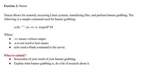 Solved Exercise 3 Netcat Netcat Allows For Remotely