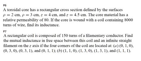 Solved A Toroidal Core Has A Rectangular Cross Section Defined By The
