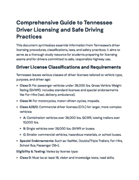 Comprehensive Guide To Tn Driver Licensing And Safe Driving Practices