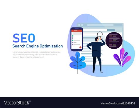 Modern Flat Design Concept Seo Search Engine Vector Image