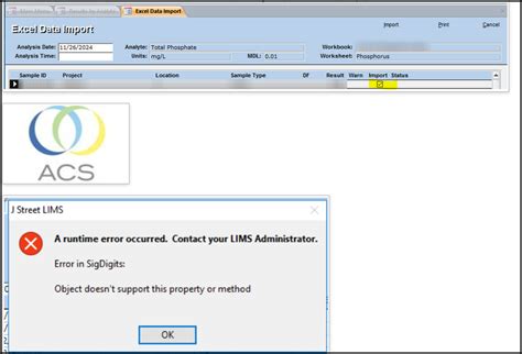 Error In SigDigits In Excel Data Import J Street LIMS