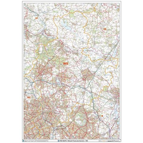Walsall Ws Postcode Wall Map Stanfords