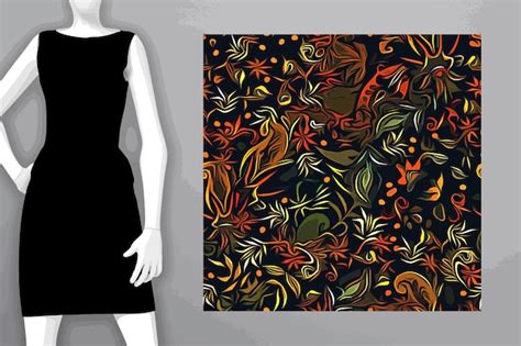 섬유 및 벽지 패턴 인쇄 가능한 디지털 일러스트레이션 작업 플로랄 프린트 디자인 프리미엄 벡터