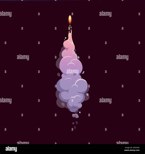 Cartoon rocket smoke trail. Spaceship takeoff contrail fire and smoke, starship flight flame or ...