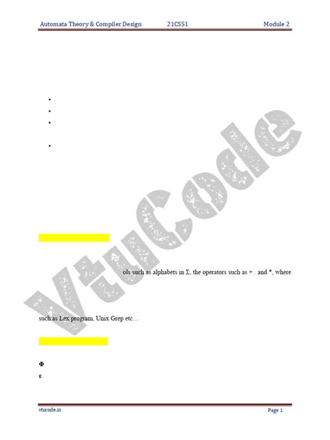 Acd Module 2 Notes Pdf Automata Theory Regular Expression