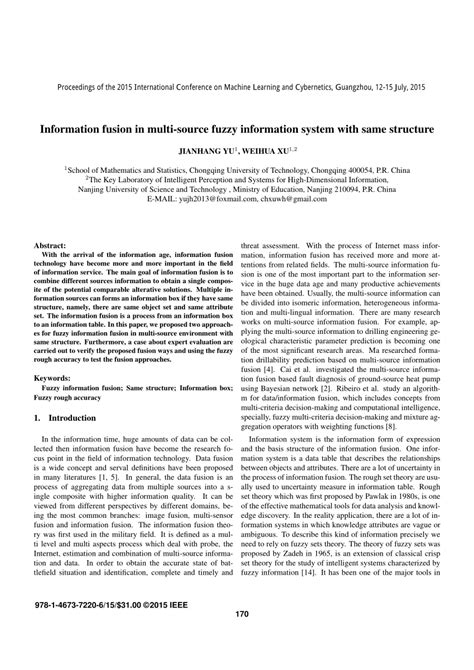 Pdf Information Fusion For Multi Source Fuzzy Information System With The Same Structure