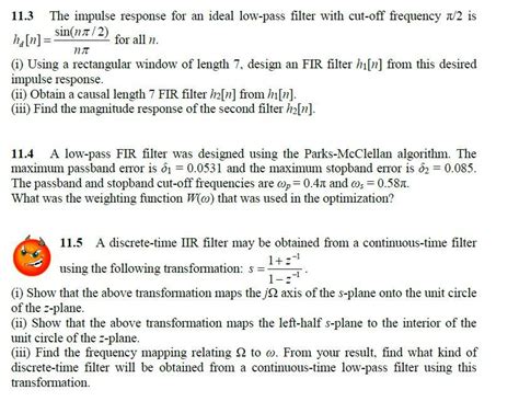 The Impulse Response For An Ideal Low Pass Chegg