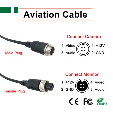 4 Pin Aviation Male Plug Video Cable M12 For Car Camera