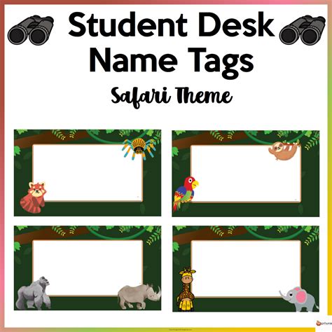 Jungle Name Plates Safari Jungle Name Tags 36 Boho Tropical Desk