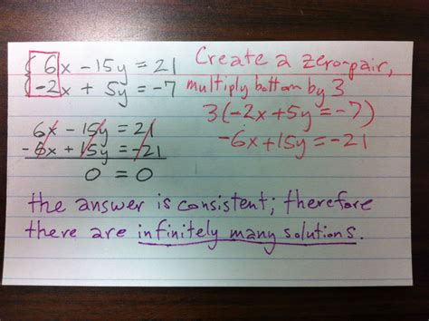 System With Infinitely Many Solutions Systems Of Equations