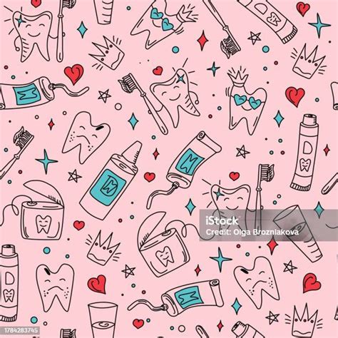 패턴 손으로 그린 치과 벡터 세트입니다 치약 만화 치아 치실 낙서 스타일의 칫솔 치과 치료 건강한 치아와 병든 치아 아이콘에 대한 스톡 벡터 아트 및 기타 이미지 Istock