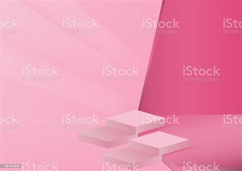 디스플레이 제품 연단 장면 원 벽 장면으로 3d 제품 배경 분홍색 렌더링을 랙액트합니다 3차원 형태에 대한 스톡 벡터 아트 및