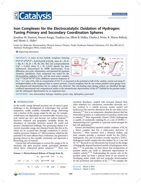 Pdf Iron Complexes For The Electrocatalytic Oxidation Of Hydrogen