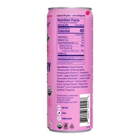 Wildwonder® Raspberry Lychee Prebiotic Probiotic Sparkling Drink Single Can 12 Fl Oz Ralphs
