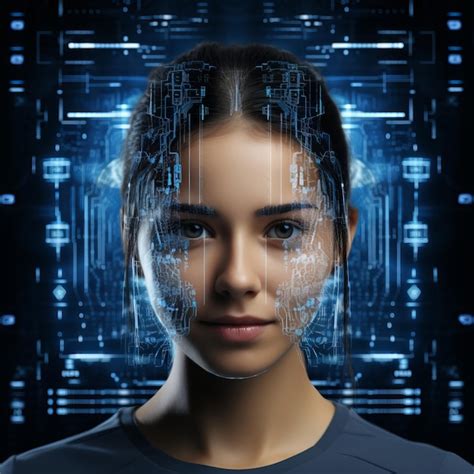 Premium Ai Image A Womans Face With A Digital Interface On It