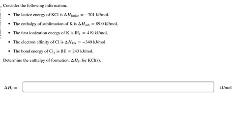 Solved Consider The Following Information The Lattice